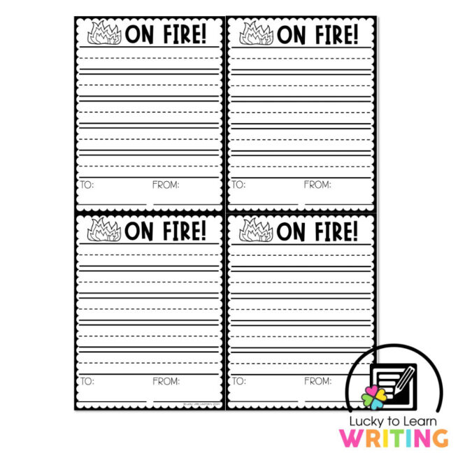 Lucky to Learn Writing - Unit 1 Foundations - Week 3 – Note – On Fire ...