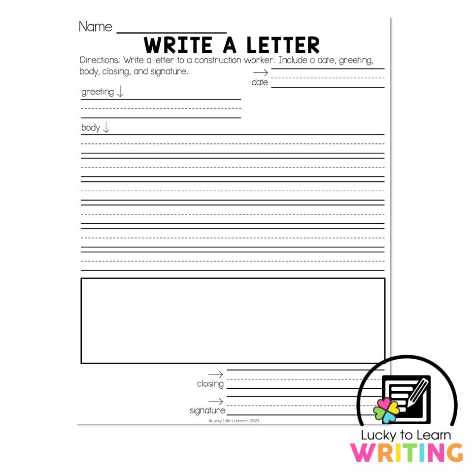 Lucky to Learn Writing - Unit 1 Foundations - Week 6 – Letter – Write a ...