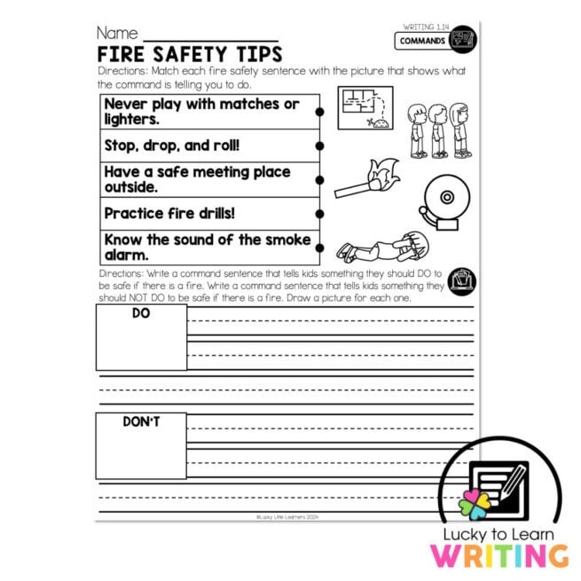 Lucky to Learn Writing - Unit 1 Foundations - Writing 1.14 - Commands ...