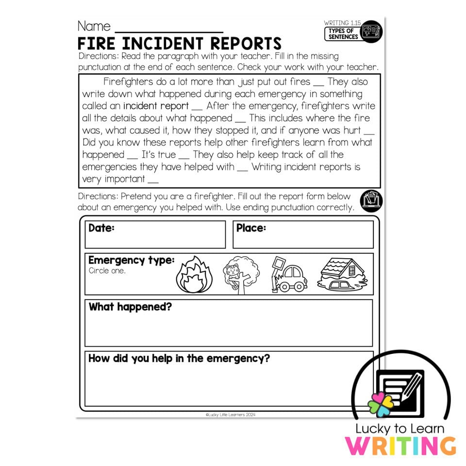 Lucky to Learn Writing - Unit 1 Foundations - Writing 1.15 - Types of ...
