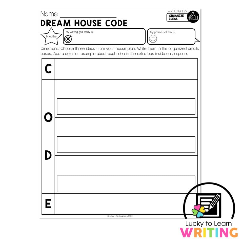 Lucky to Learn Writing - Unit 1 Foundations - Writing 1.27 - Organize ...