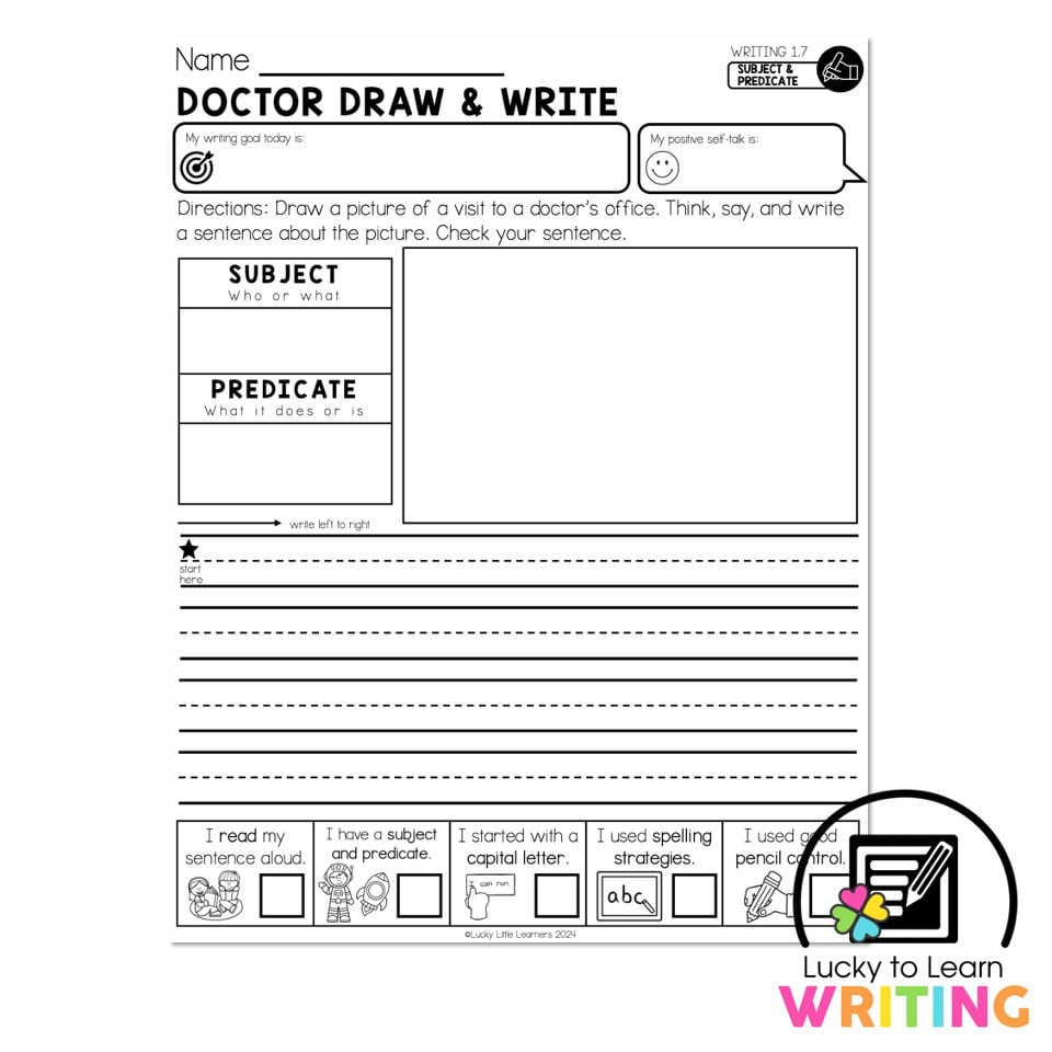 Lucky to Learn Writing - Unit 1 Foundations - Writing 1.7 - Subject and ...