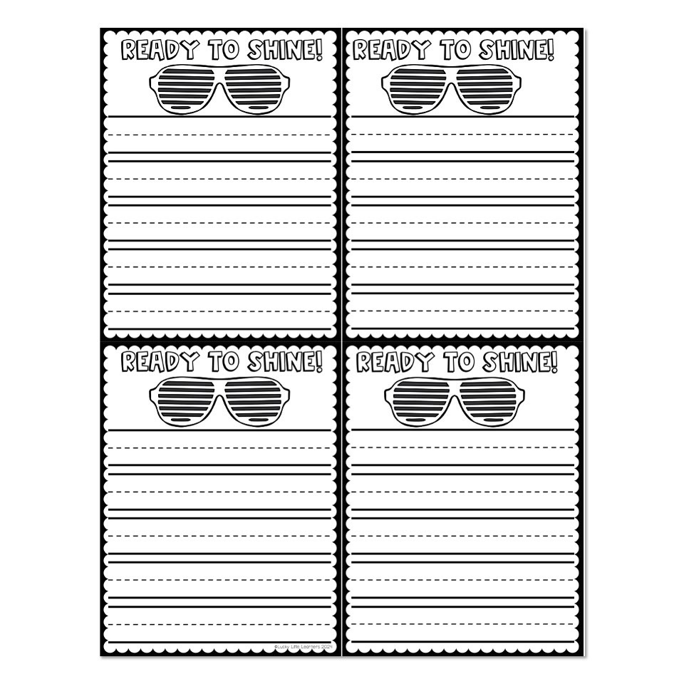 Monthly Writing Centers - September - Note - Ready to Shine - Lucky ...