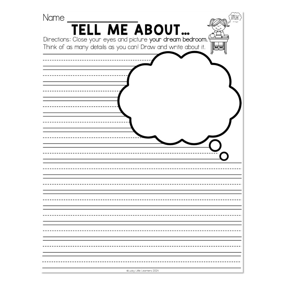 Monthly Writing Centers - September - Tell Me About - Dream Bedroom ...