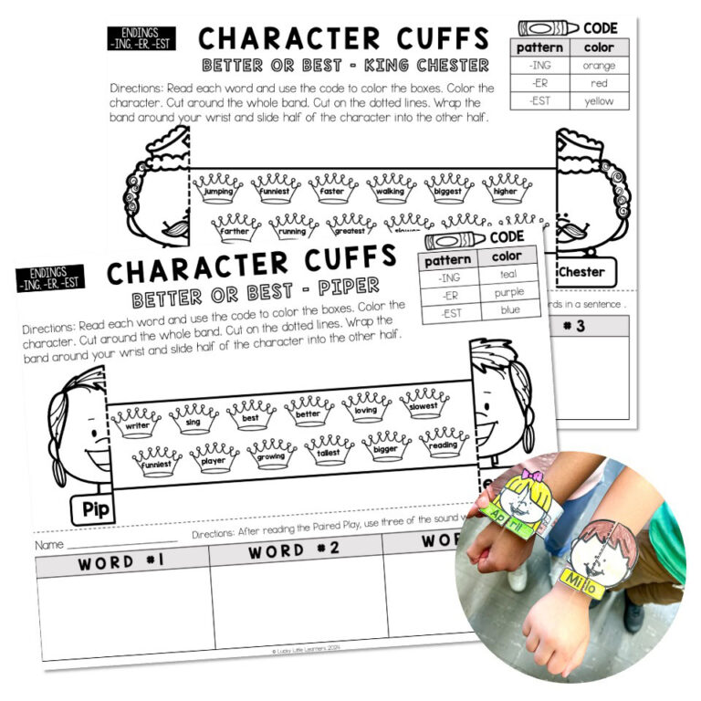 Paired Play - Character Cuffs - Endings -ING -ER -EST - Better or Best ...