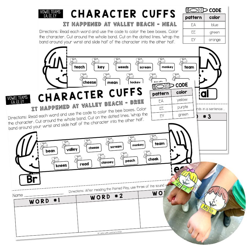 Paired Play - Character Cuffs - Vowel Teams EA EE EY - It Happened at ...