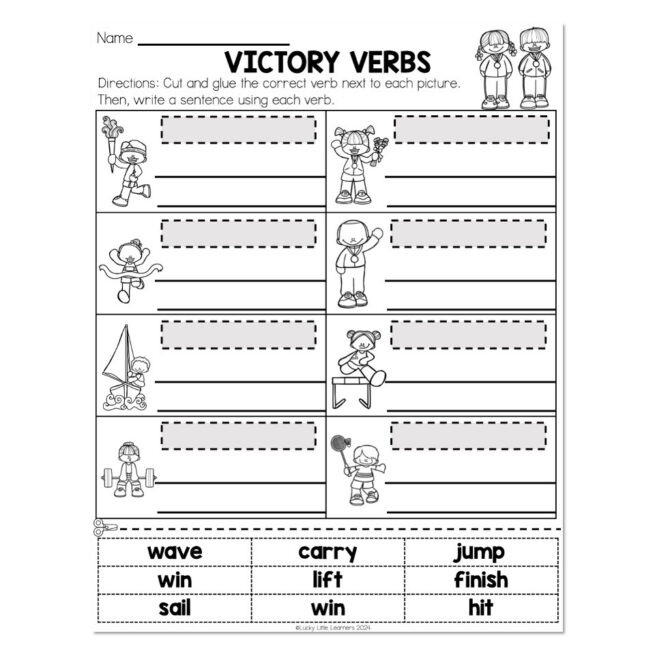 Summer Games - Grammar - Victory Verbs - Lucky Little Learners