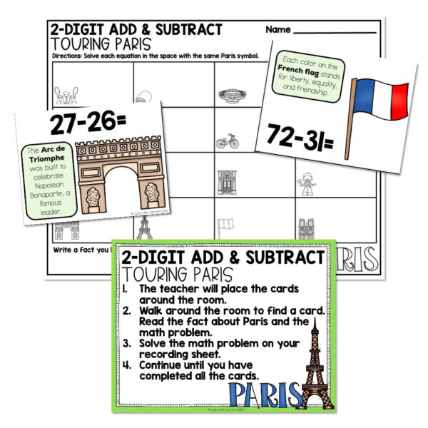 Summer Games - Math Center - 2-Digit Addition and Subtraction with ...