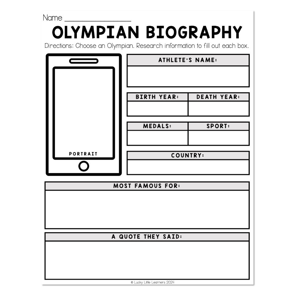 Summer Games - Social Studies and Writing - Research an Olympian ...