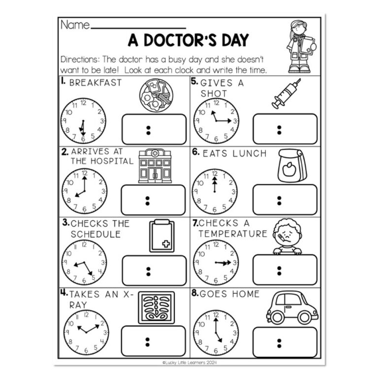 Surgery Classroom Transformation - Math - Telling Time - A Doctor's Day ...