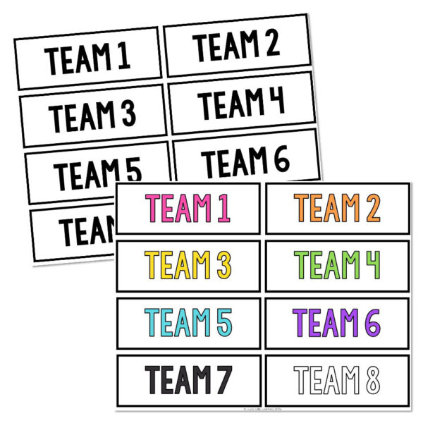 Classroom Setup - Team Cards - Lucky Little Learners