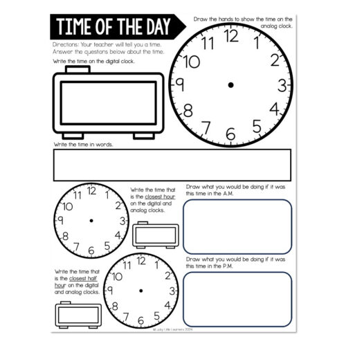 Telling Time - Time of the Day Routine - Lucky Little Learners