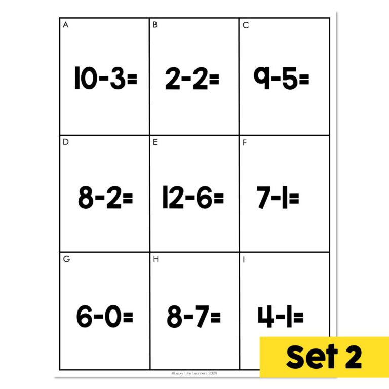 Toothy – Math – 1st & 2nd Grade – Basic Subtraction - Set 2 Horizontal ...