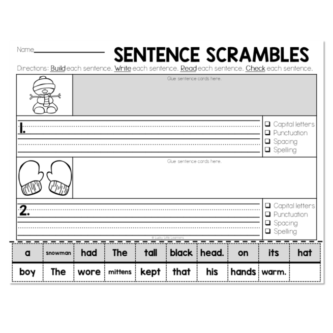 Winter Sentence Scrambles - Level 2 - Page 17 - Lucky Little Learners