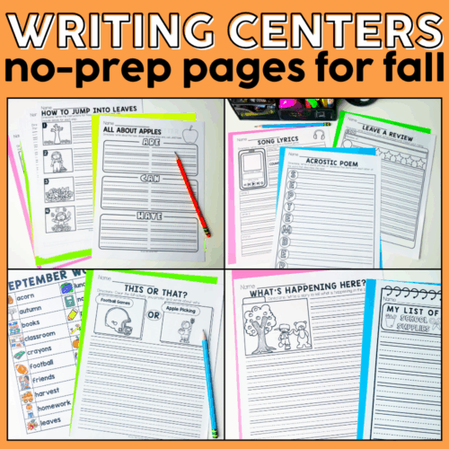 September No-Prep Writing Centers - Lucky Little Learners
