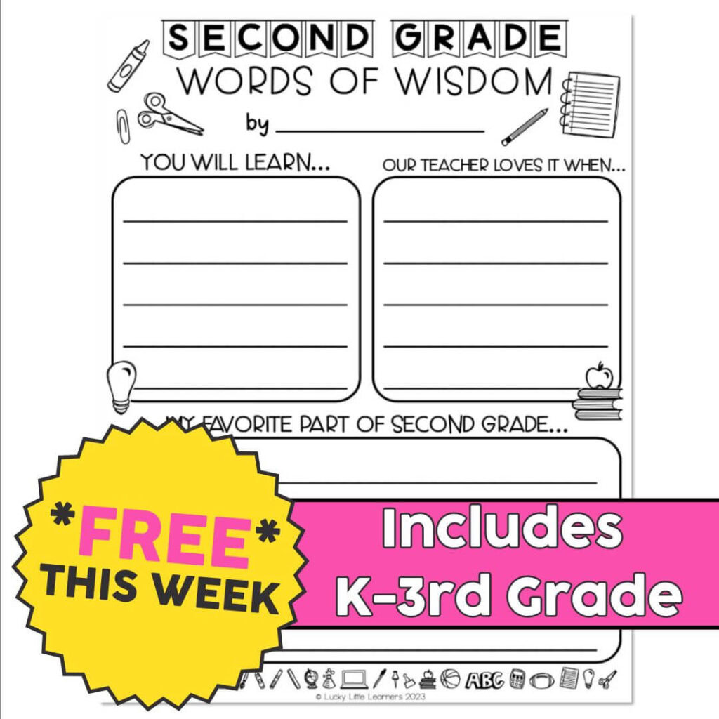 FREE Words of Wisdom Writing K-3rd Grade - Lucky Little Learners