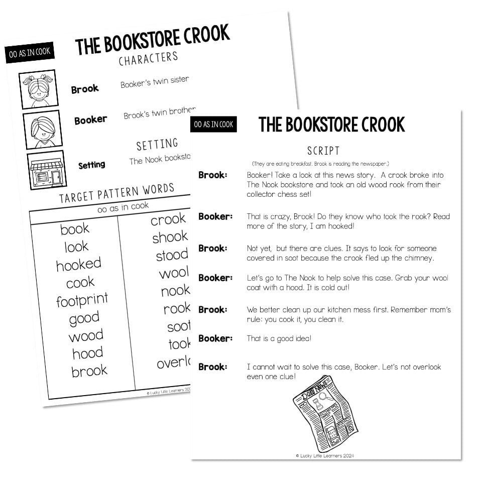 Paired Play - OO as in Cook - The Bookstore Crook - Lucky Little Learners