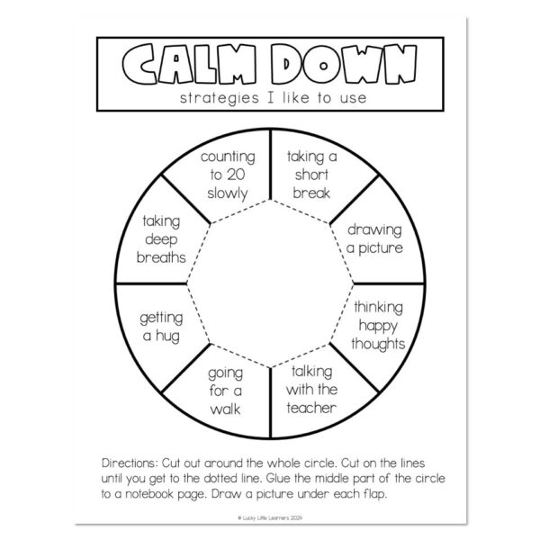 Social Emotional Skills Interactive Notebook - Calm Down Strategies ...