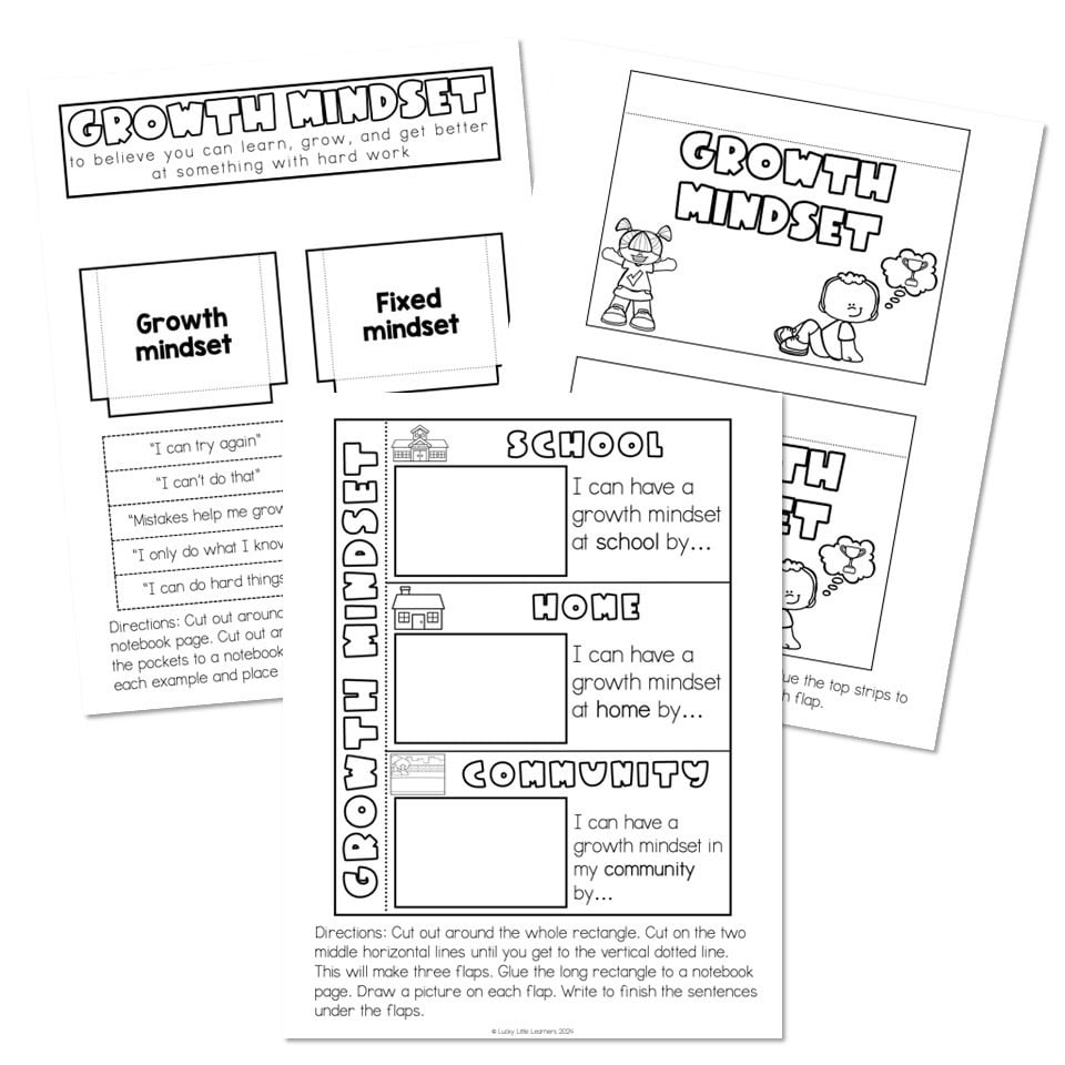 Social Emotional Skills Interactive Notebook - Growth Mindset - Lucky ...