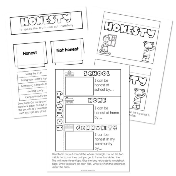 Social Emotional Skills Interactive Notebook - Honesty - Lucky Little ...