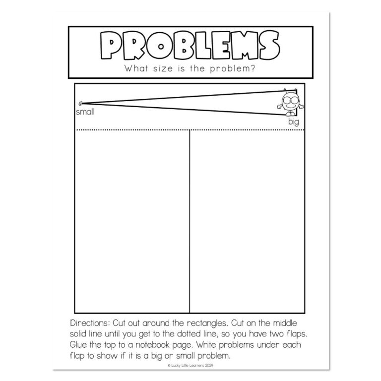 Social Emotional Skills Interactive Notebook - Problem Size - Lucky ...