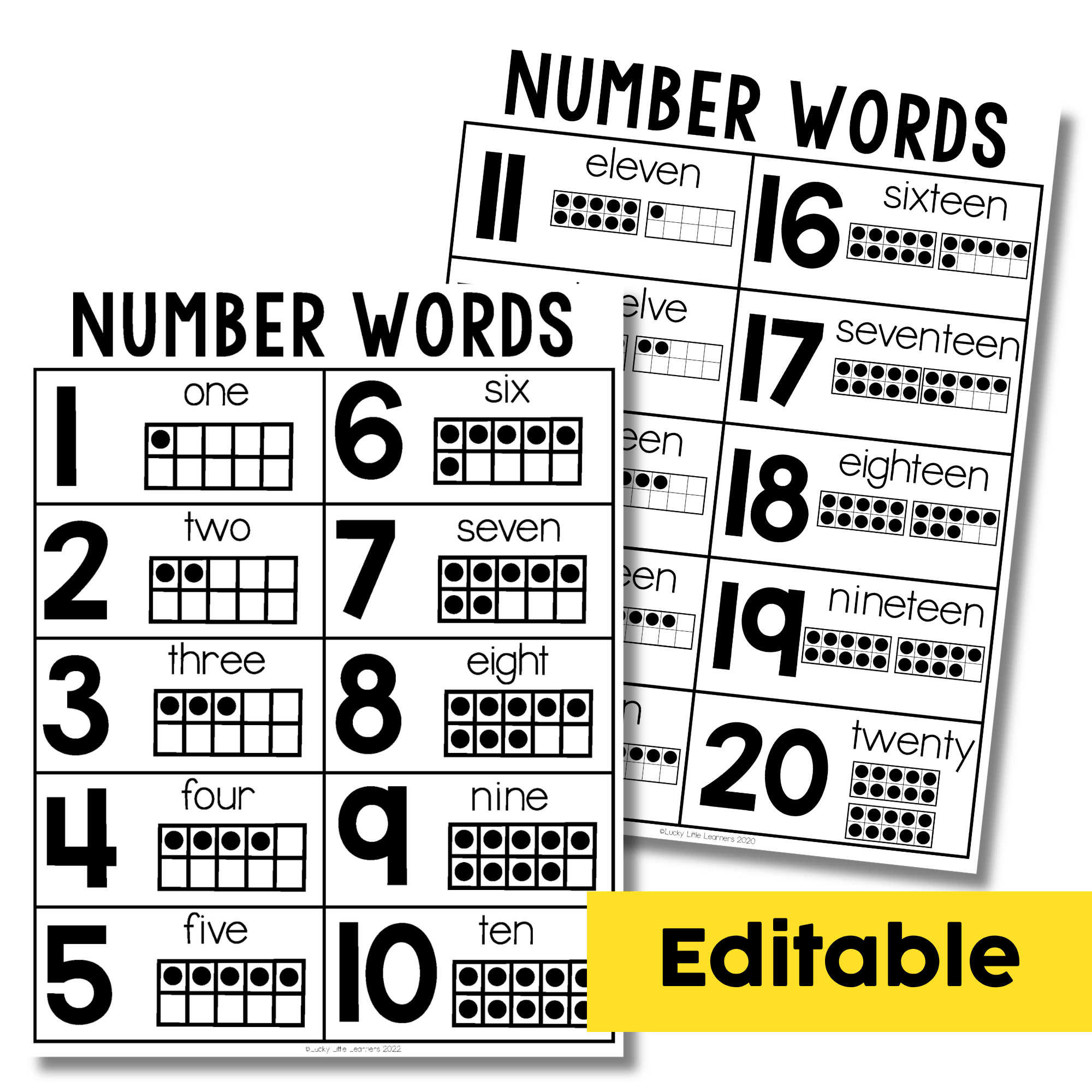 Editable Classroom Setup – Math Bulletin – Number Words - Lucky Little ...