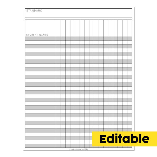 Editable Gradebook - Lucky Little Learners