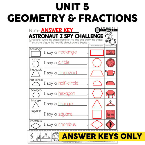 Lucky to Learn Math 1st Grade - Unit 5 Answer Keys - Lucky Little Learners