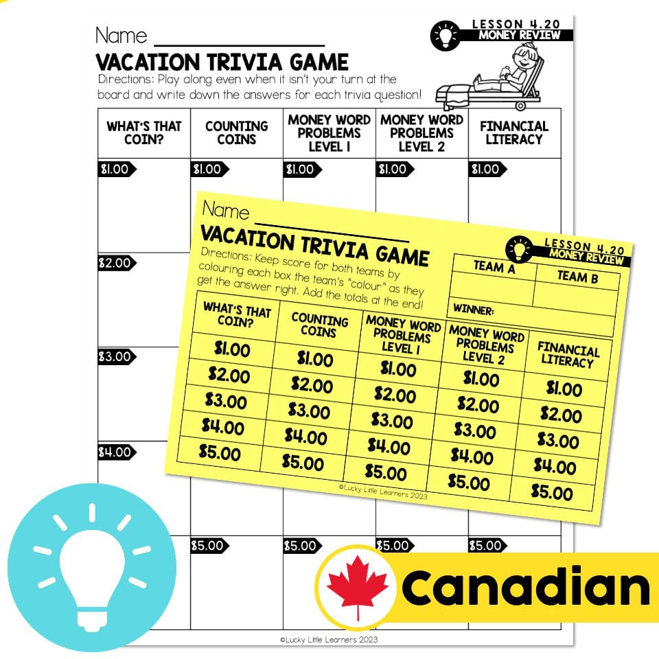 Lucky to Learn Math - Canadian Money - Money and Financial Literacy ...