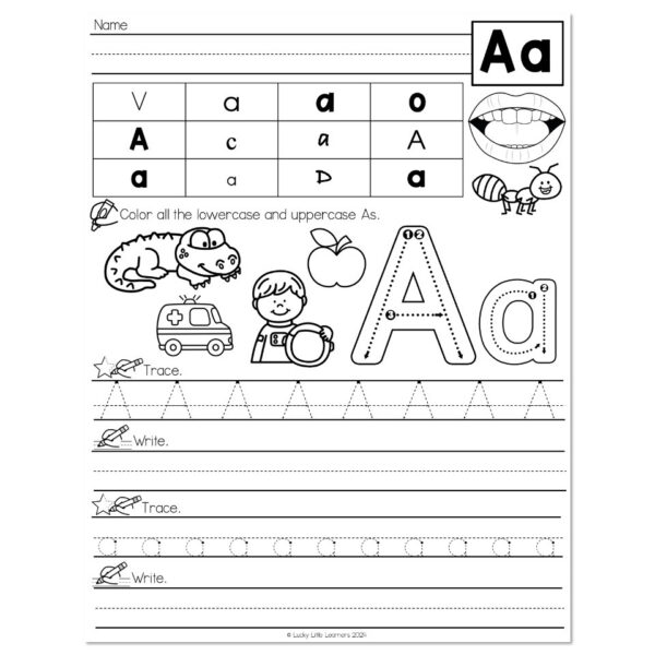 Lucky to Learn Phonics - Alphabet - Letter A - Worksheet - Lucky Little ...