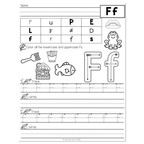 Lucky to Learn Phonics - Alphabet - Letter F - Worksheet - Lucky Little ...