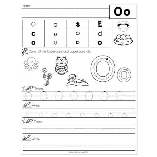 Lucky to Learn Phonics - Alphabet - Letter O - Worksheet - Lucky Little ...