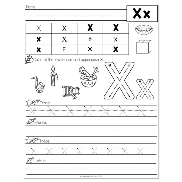 Lucky to Learn Phonics - Alphabet - Letter X - Worksheet - Lucky Little ...