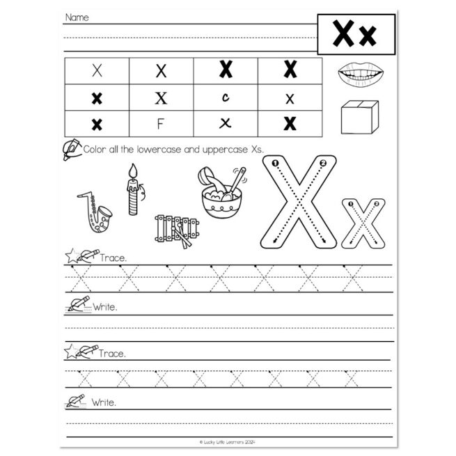 Lucky to Learn Phonics - Alphabet - Letter X - Worksheet - Lucky Little ...