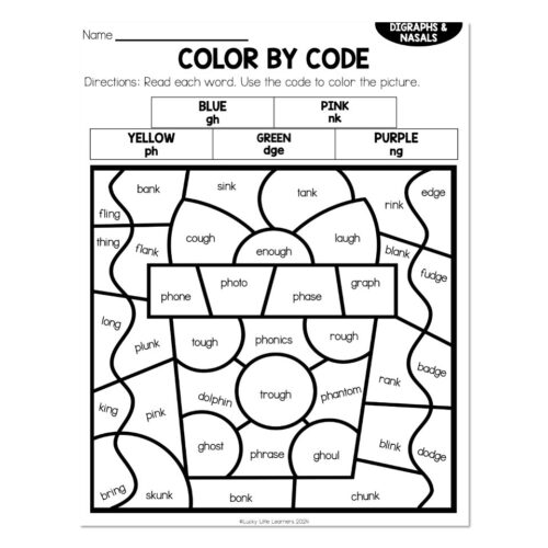 Phonics Color by Code - Digraphs and Nasals - Gift - Lucky Little Learners