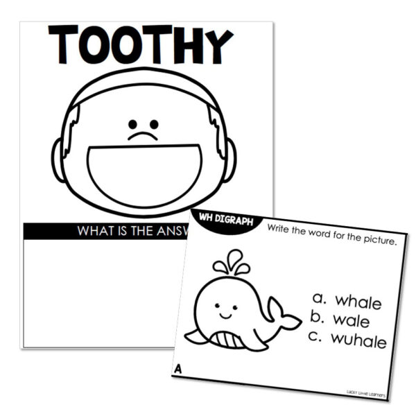 2nd Grade - Phonics Toothy Task Cards - Beginning Digraph WH - Lucky ...