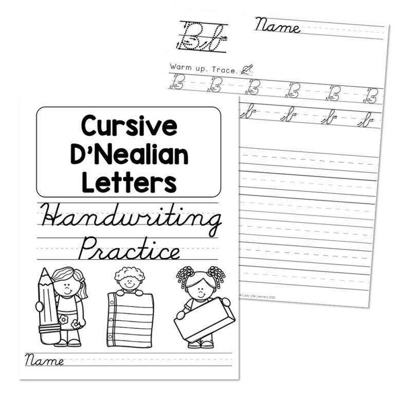 D'Nealian Cursive Letter Handwriting Practice - Lucky Little Learners