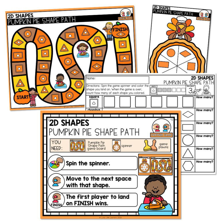 Kindergarten Math Center - November - 2D Shapes - Pumpkin Pie Shape ...