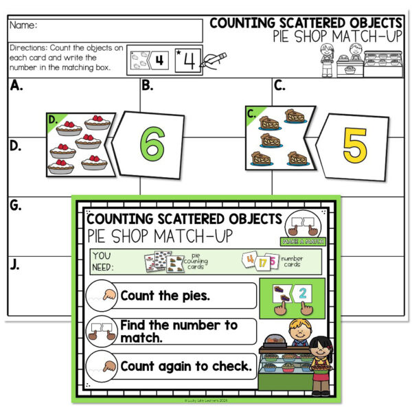 Kindergarten Math Center - November - Counting Scattered Objects to 20 ...