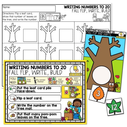 Kindergarten Math Center - November - Writing Numbers to 20 - Fall Flip ...