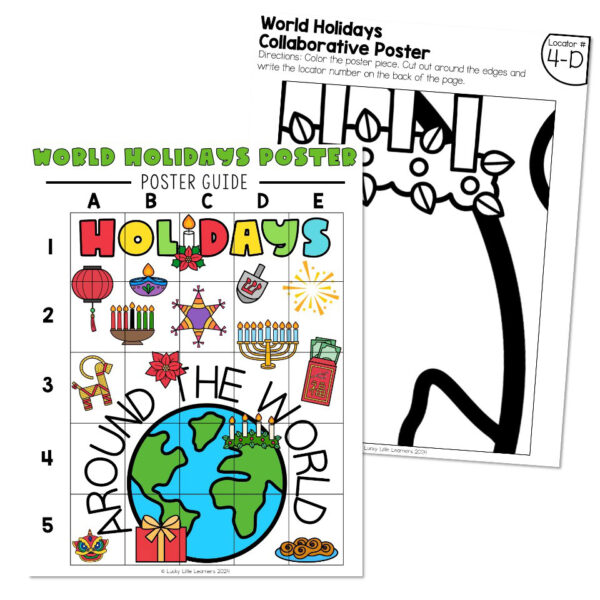 Christmas Collaborative Coloring Poster - Holidays Around the World ...