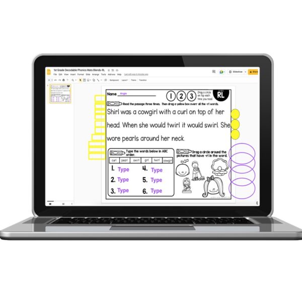 Digital 1st Grade Phonics Mats - Blends - RL - Lucky Little Learners
