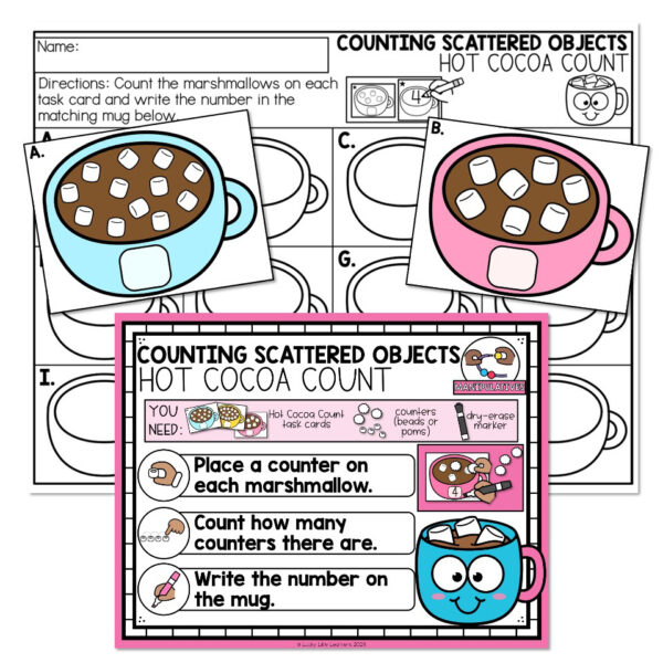 Kindergarten Math Center - January - Counting Scattered Objects - Hot ...