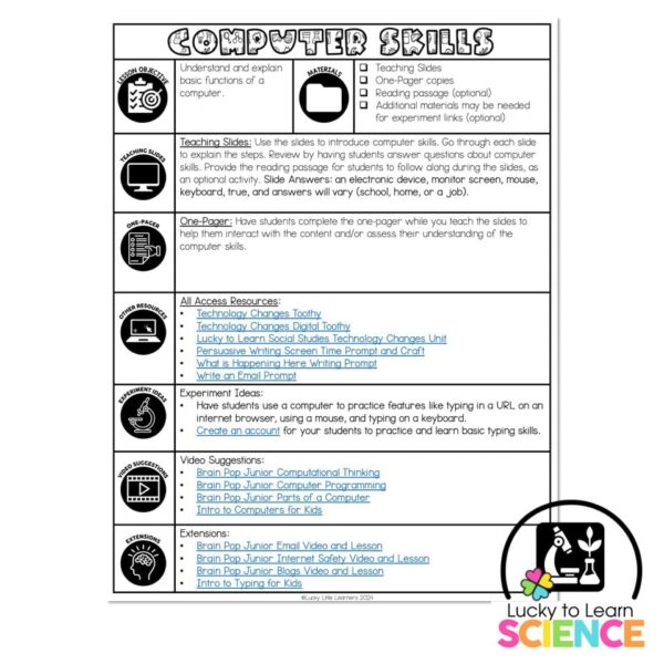 Lucky to Learn Science - Computer Skills - Teacher's Guide - Lucky ...