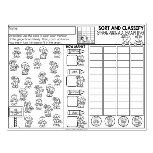 Sort and Classify - Gingerbread Graphing Worksheet - Lucky Little Learners