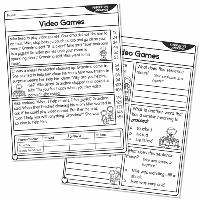 2nd Grade Figurative Language Reading Passage - Video Games - At ...