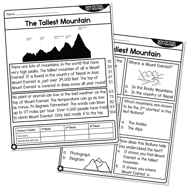 2nd Grade Nonfiction Text Features Reading Passage - The Tallest ...