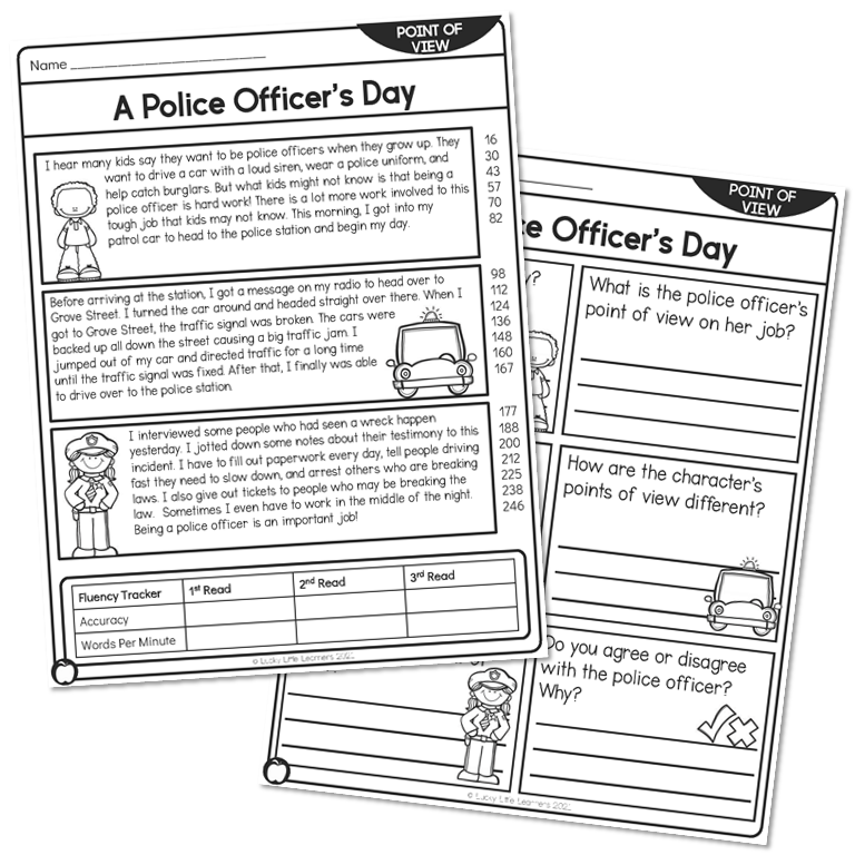 2nd Grade Point of View Reading Passage - A Police Officer's Day ...