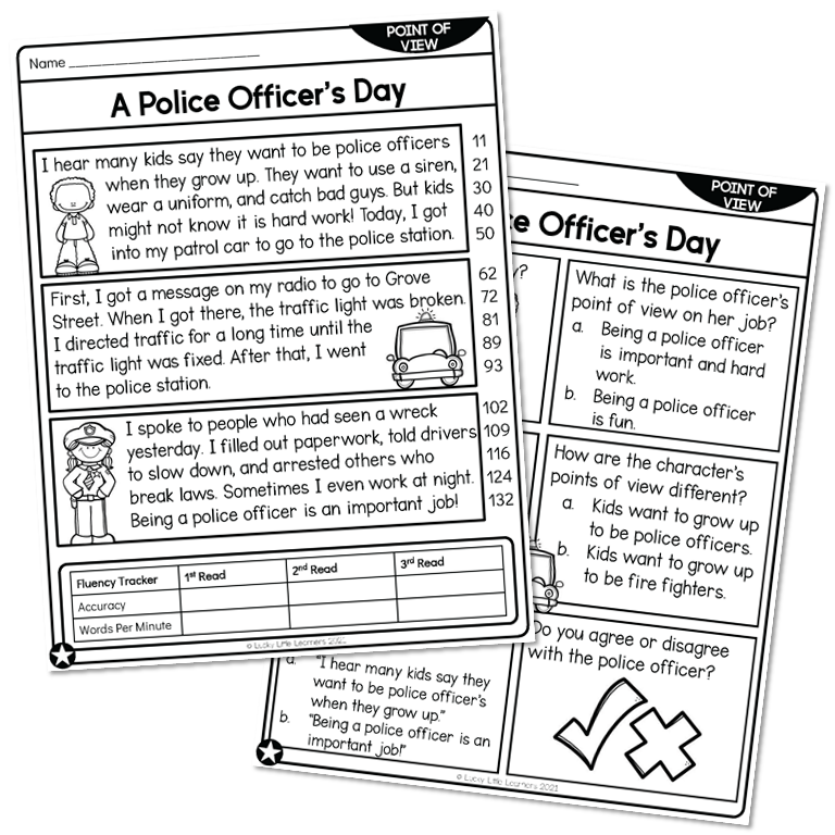 2nd Grade Point of View Reading Passage - A Police Officer's Day ...