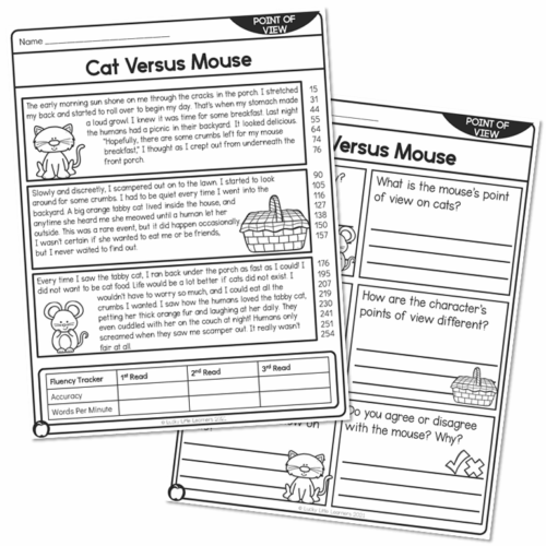 2nd Grade Point of View Reading Passage - Cat Versus Mouse - Above ...